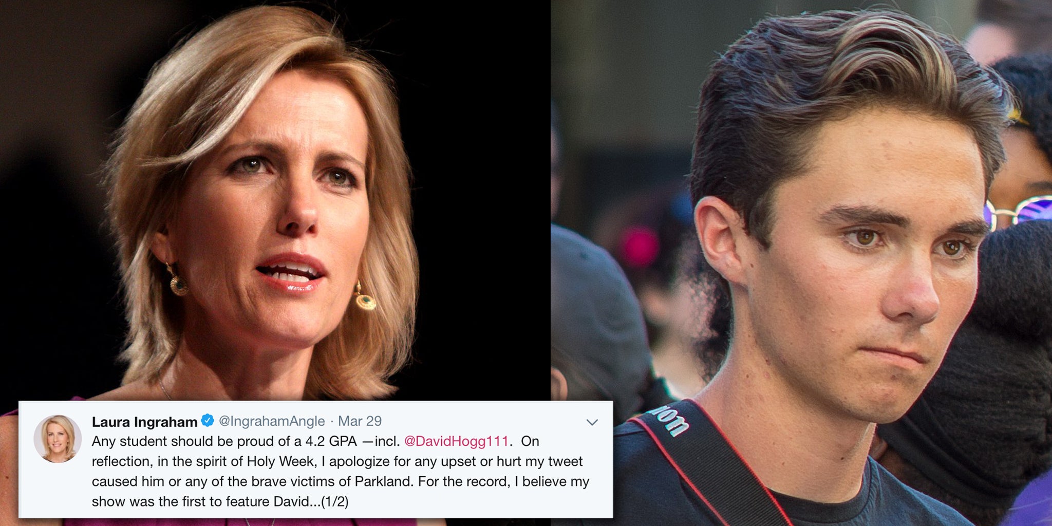 David Hogg Says He Does Not Accept Laura Ingraham's Apology over insensitive tweet
