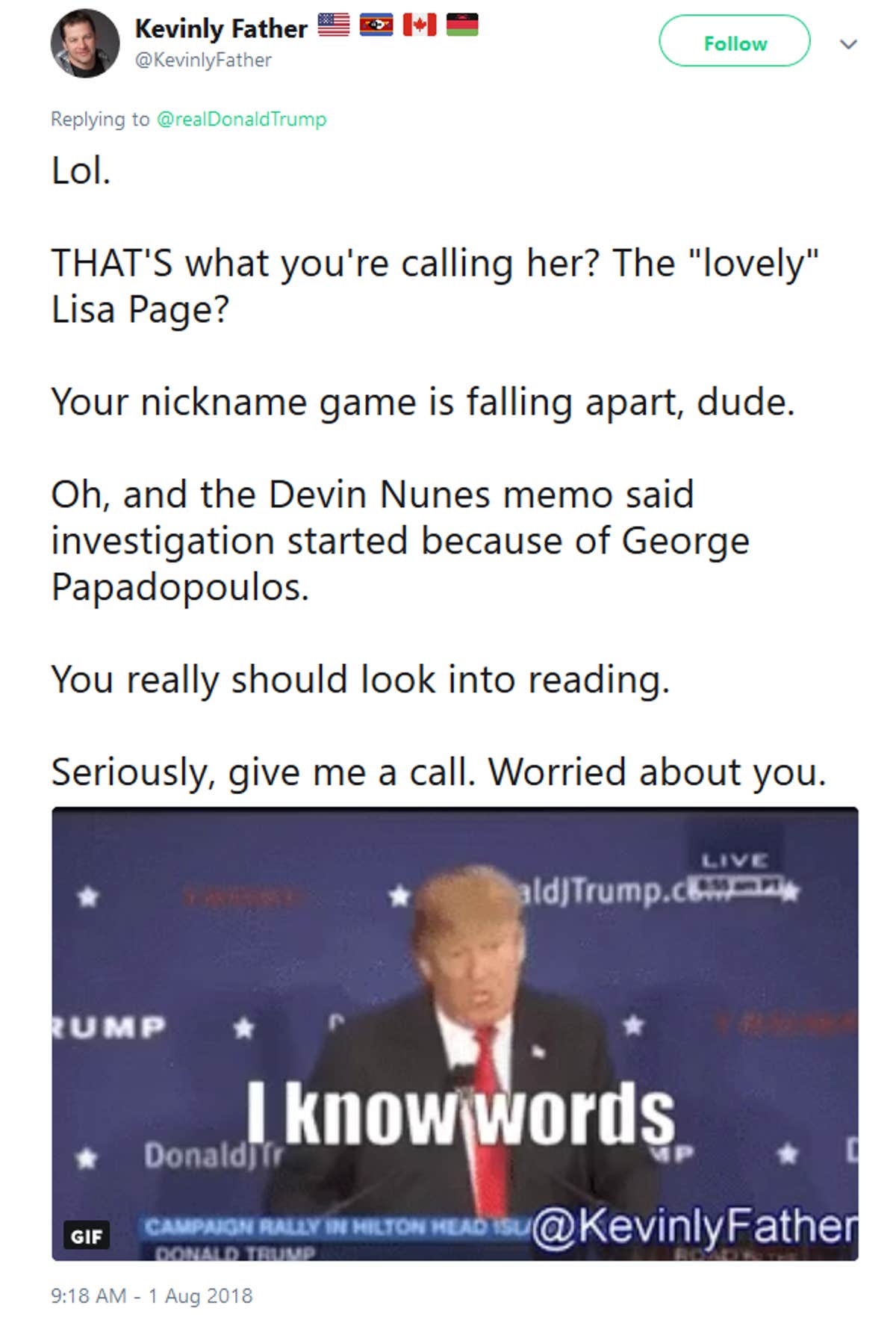 Trump Tweets About The 'Lovely Lisa Page' And Everyone Is Confused