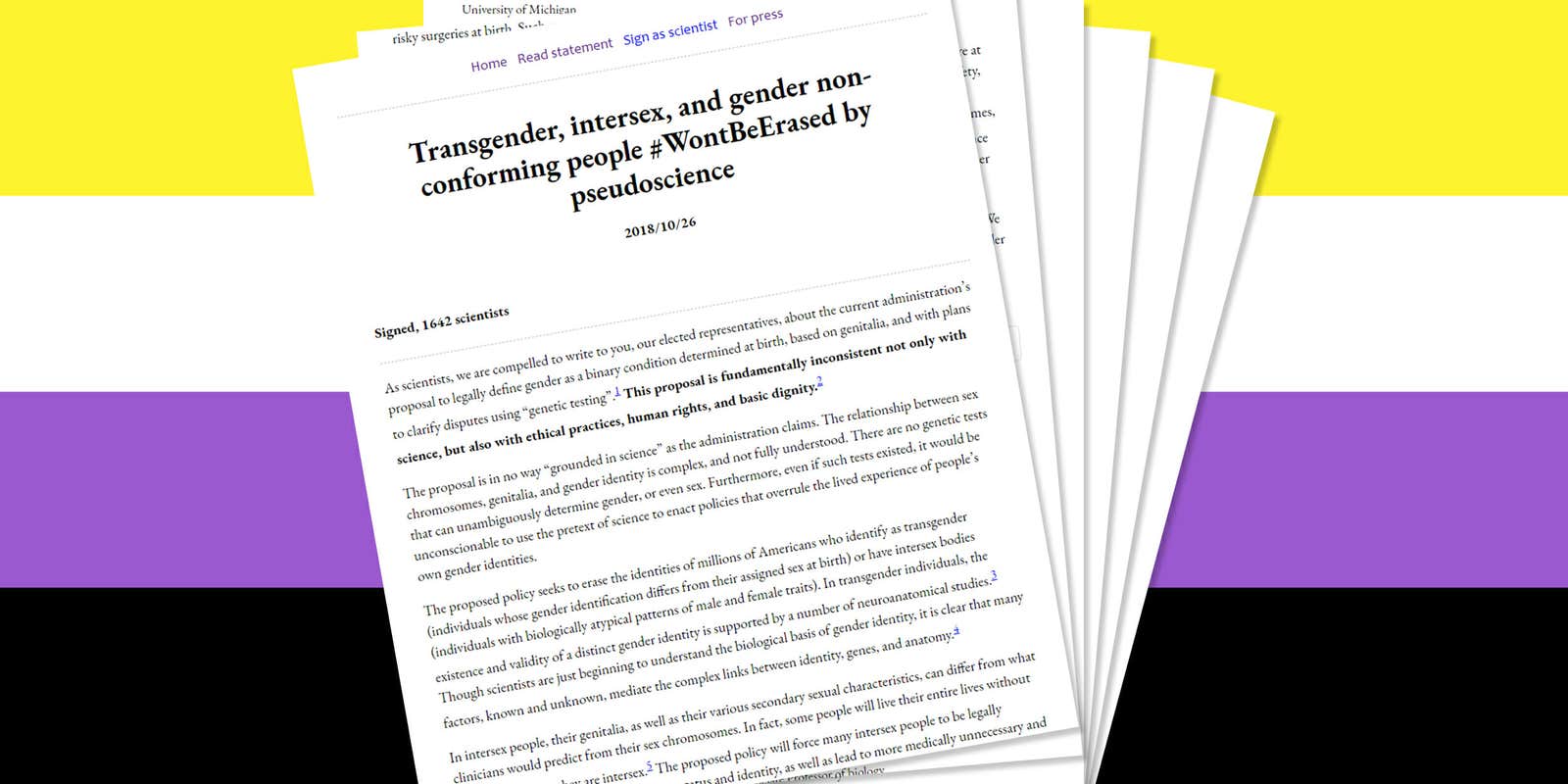 Scientists Sign Open Letter Opposing Legal Binary Gender Definition