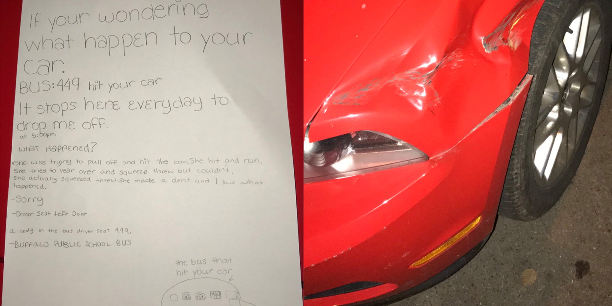 Sixth-Grader Kindly Leaves Note About Who Hit His Car