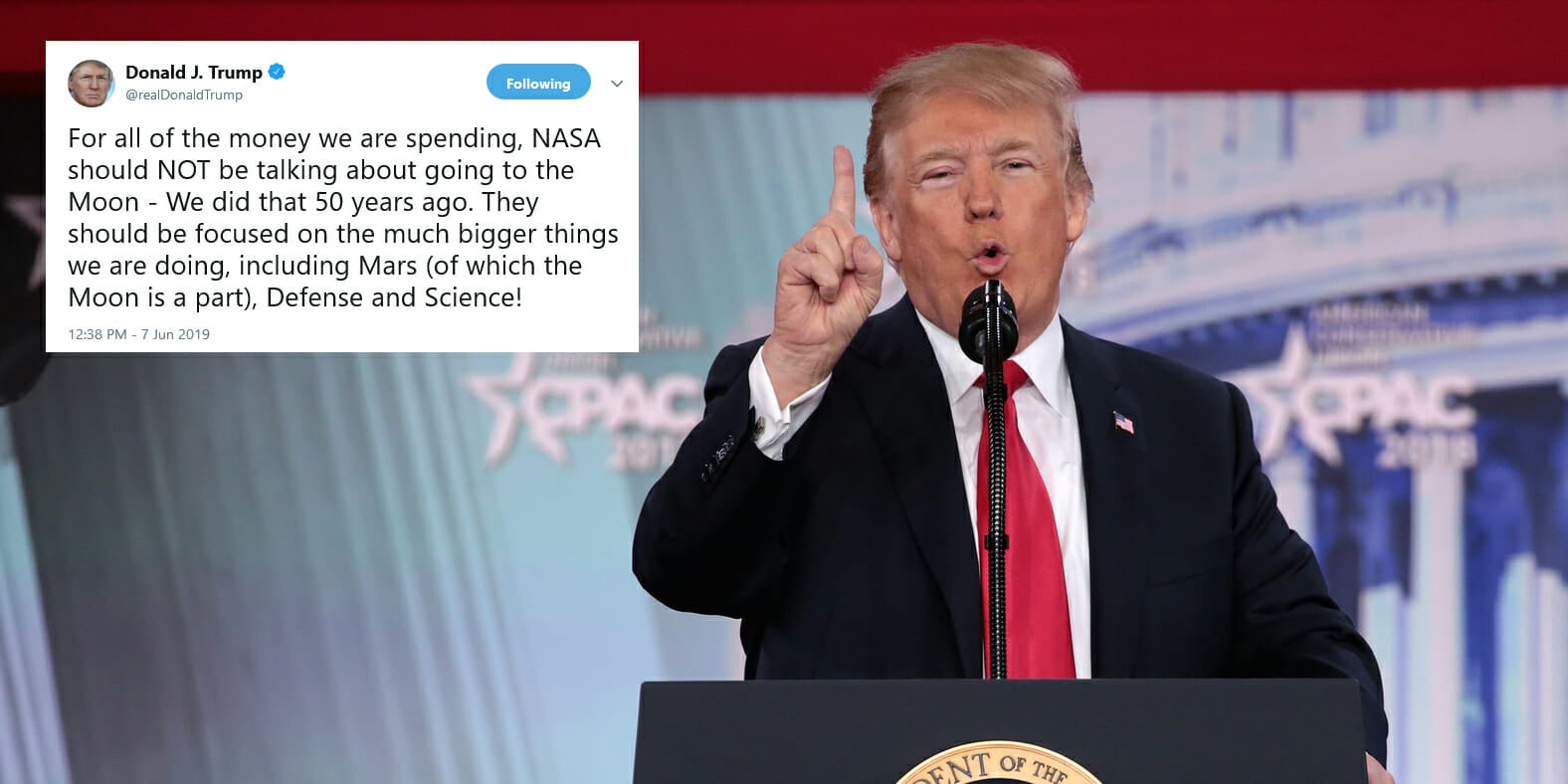 Donald Trump Waffles On Space Policy, Tweets About Moon and Mars