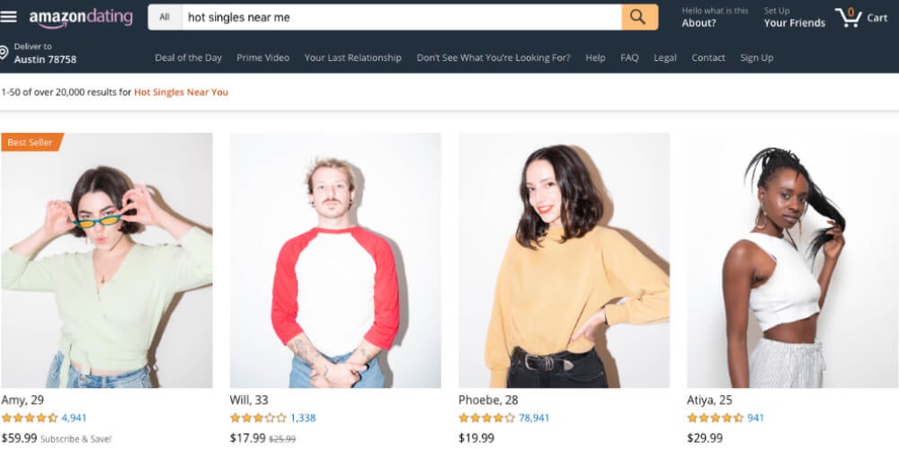 Parody Website Imagines a World Where 'Amazon Dating' Exists