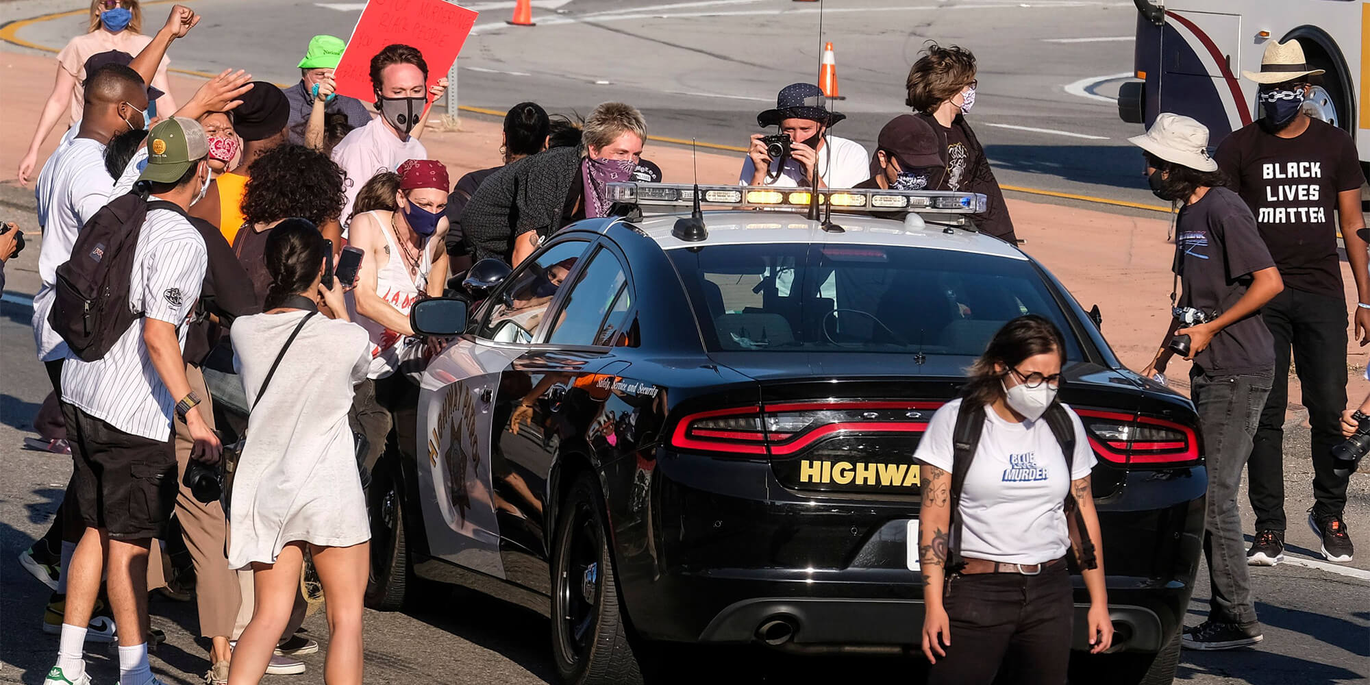 California Highway Patrol Drives Into Crowd of George Floyd Protesters