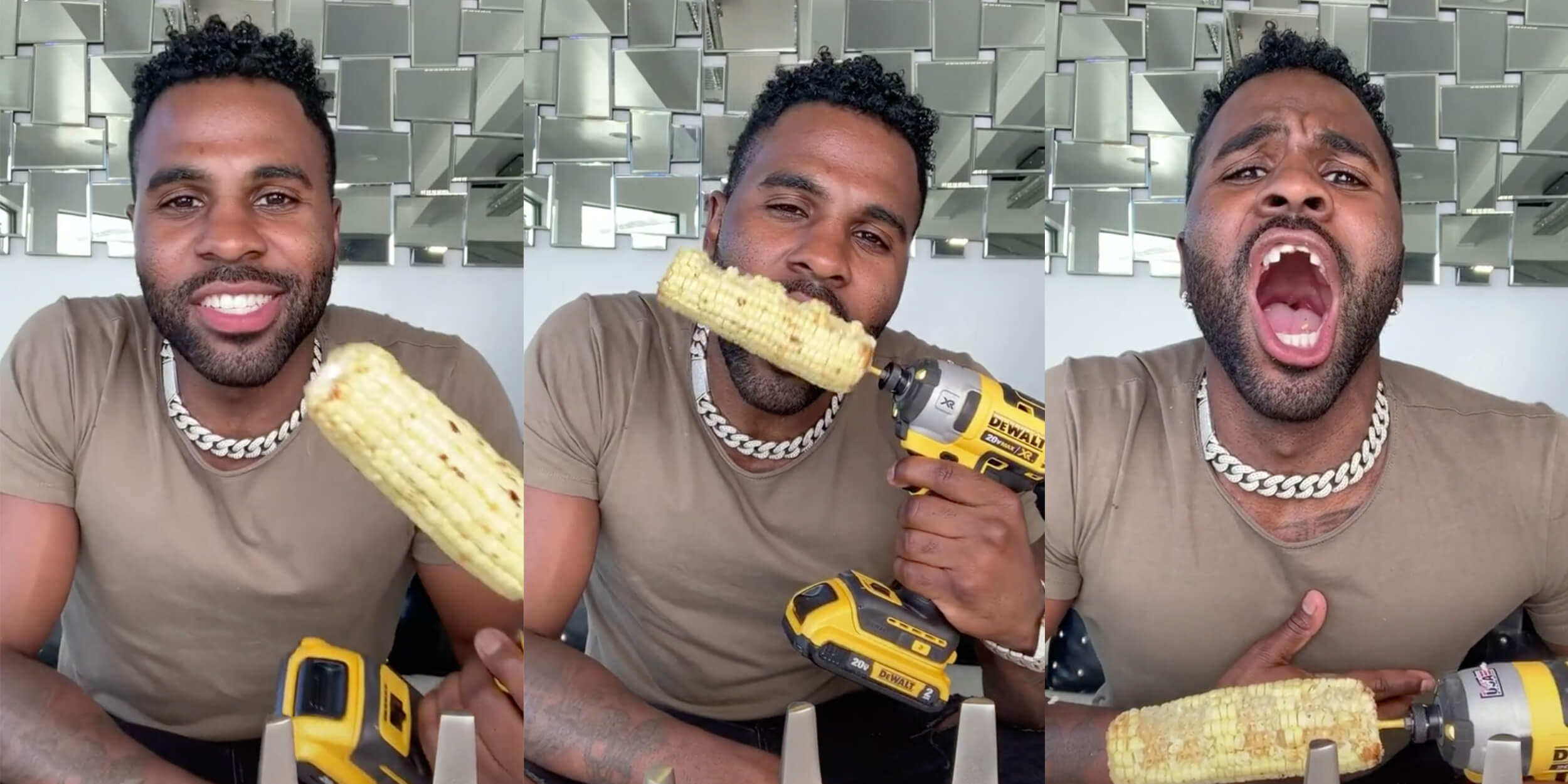 Jason Derulo Chips Teeth After Trying Corn on the Cob TikTok Challenge