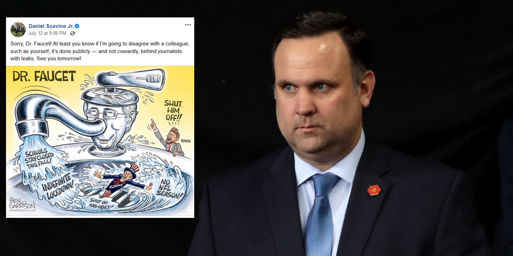 Dan Scavino Posts Cartoon Of Dr. Fauci Blaming Him For Economy Woes