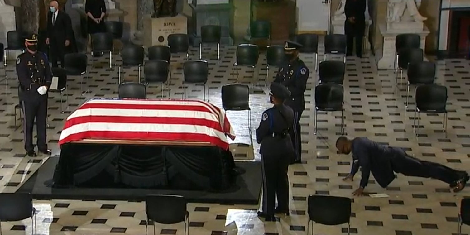 Video Shows RBG’s Trainer Doing 3 Pushups In Front Of Her Coffin