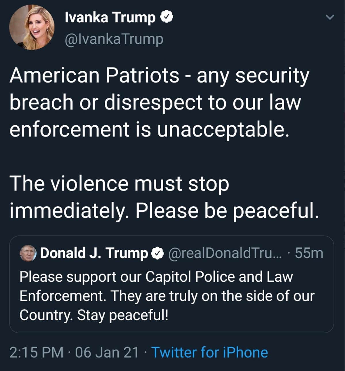 Ivanka Trump Slammed for Tweet Calling Rioters American Patriots