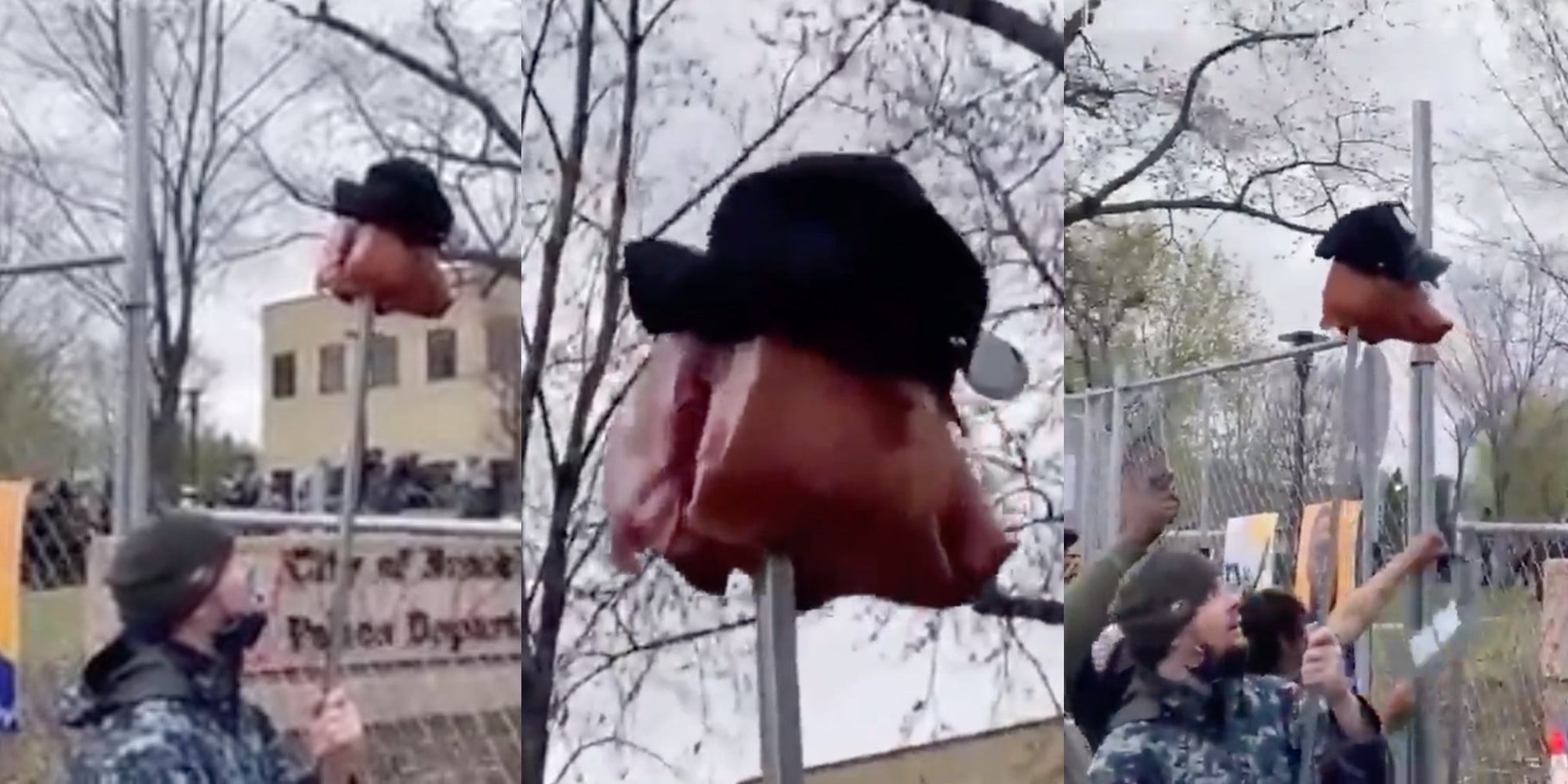 Man Uses Severed Pig Head As Prop During Daunte Wright Protests