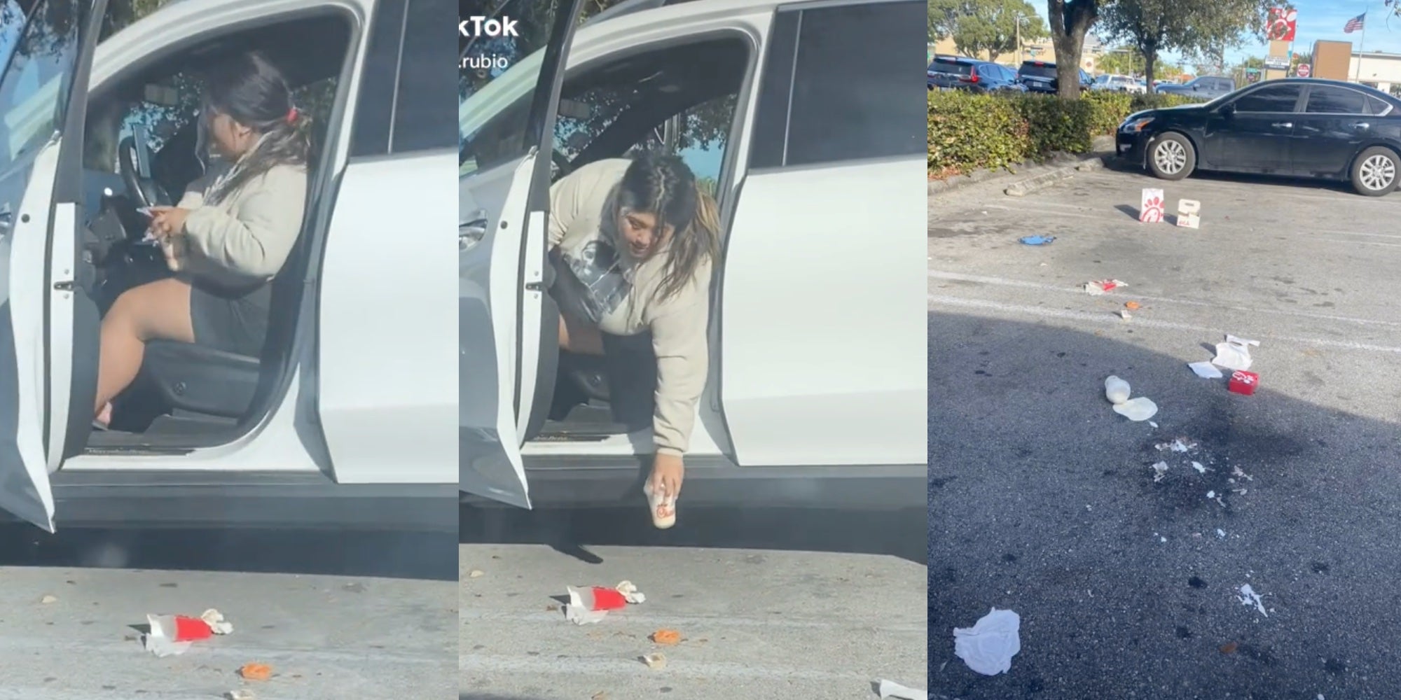 TikToker Catches Woman Littering by Chick-fil-A in Viral Video