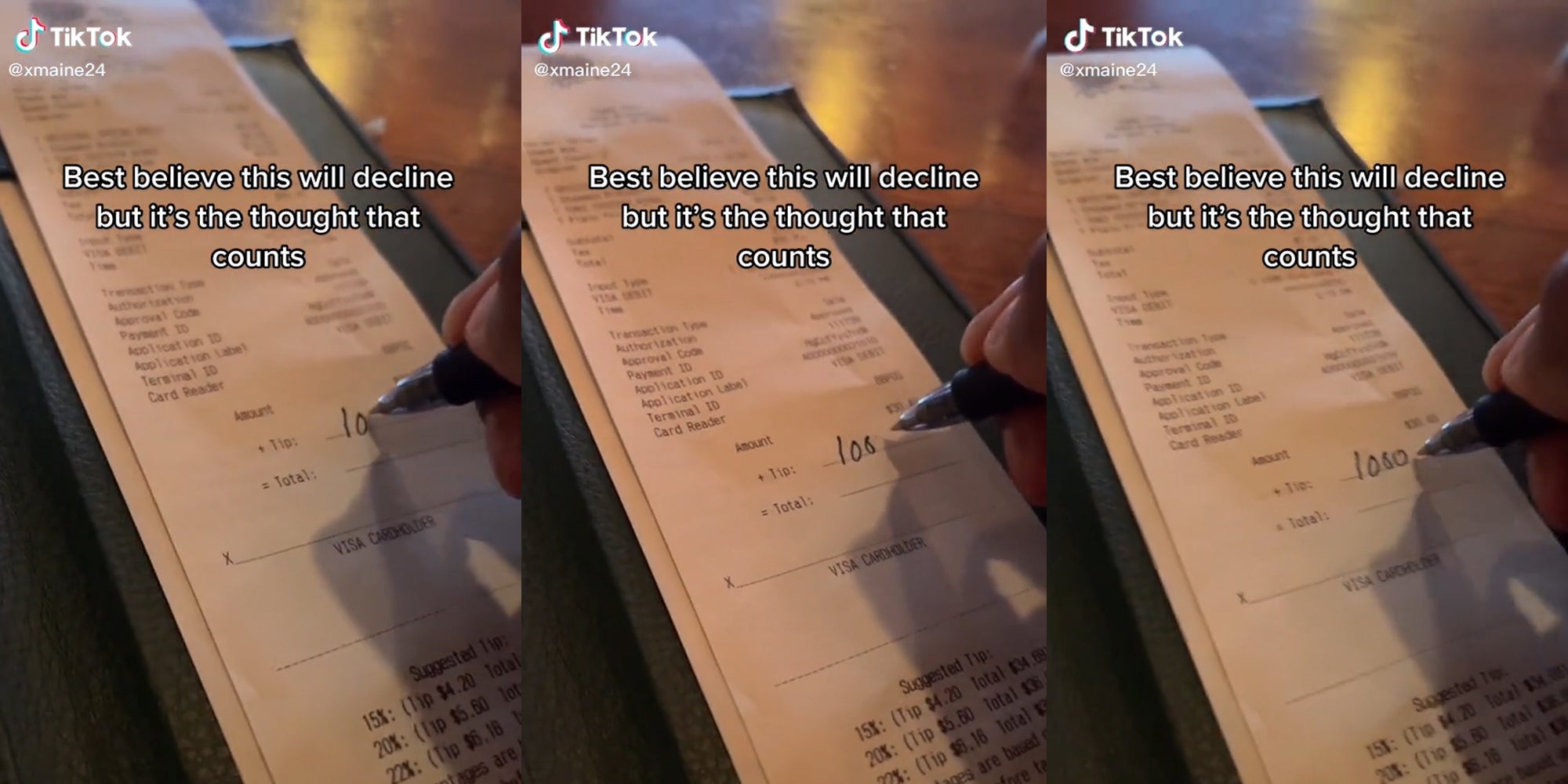 TikToker Jokes About $1,000 Tip That Won’t Go Through, Sparking Debate