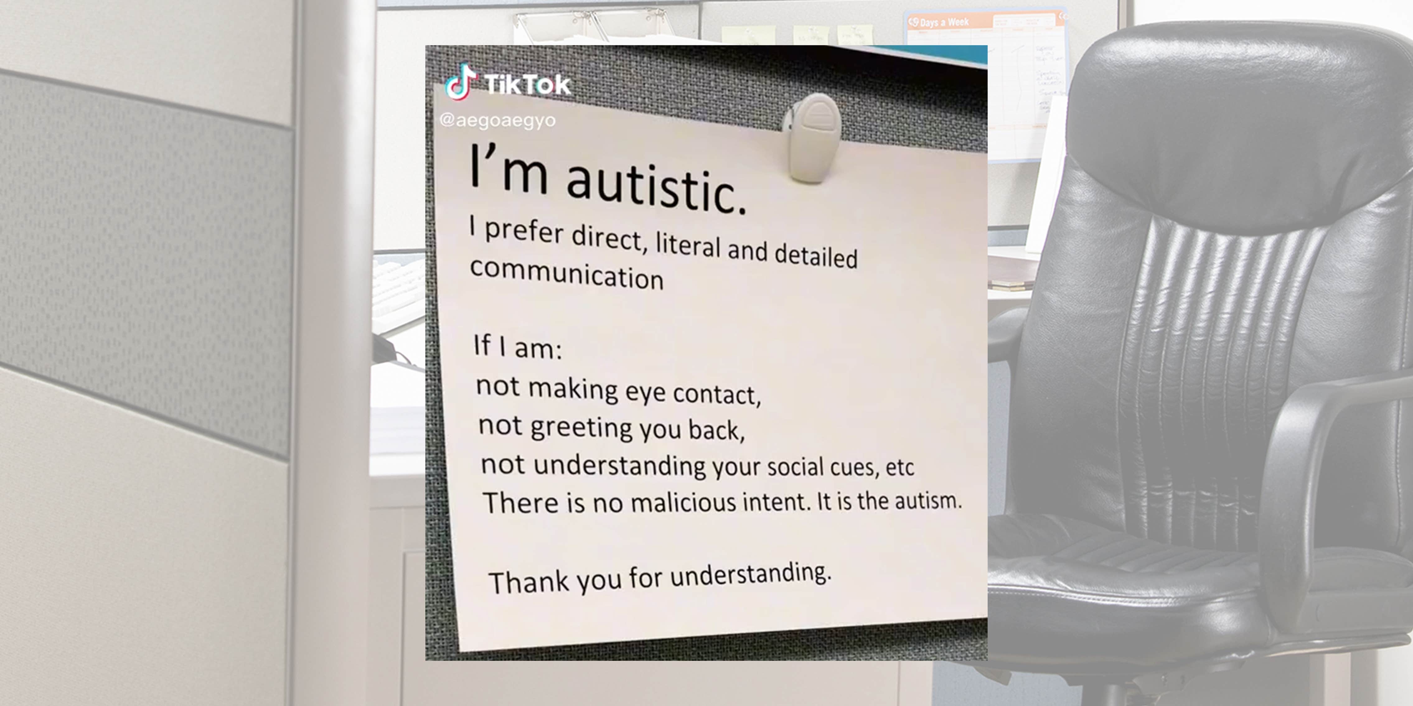 Autistic Worker Makes Sign To Hang in Office After Getting Disciplined