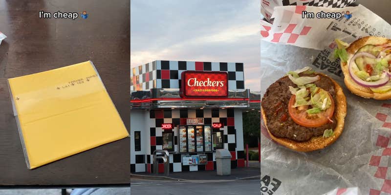 Customer Adds His Own Cheese Slice to Checker's Burger