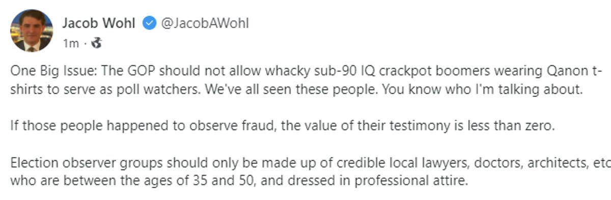 Jacob Wohl Thinks QAnon Followers Shouldn't Be Poll Watchers
