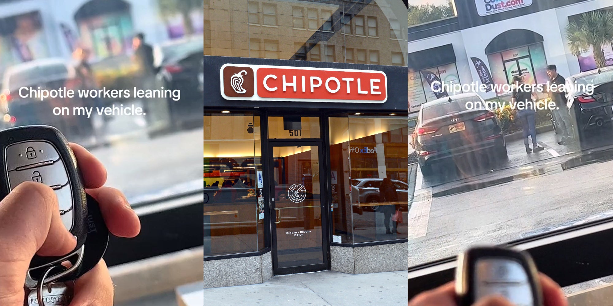 Customer Caught Chipotle Workers Leaning on Their Vehicle
