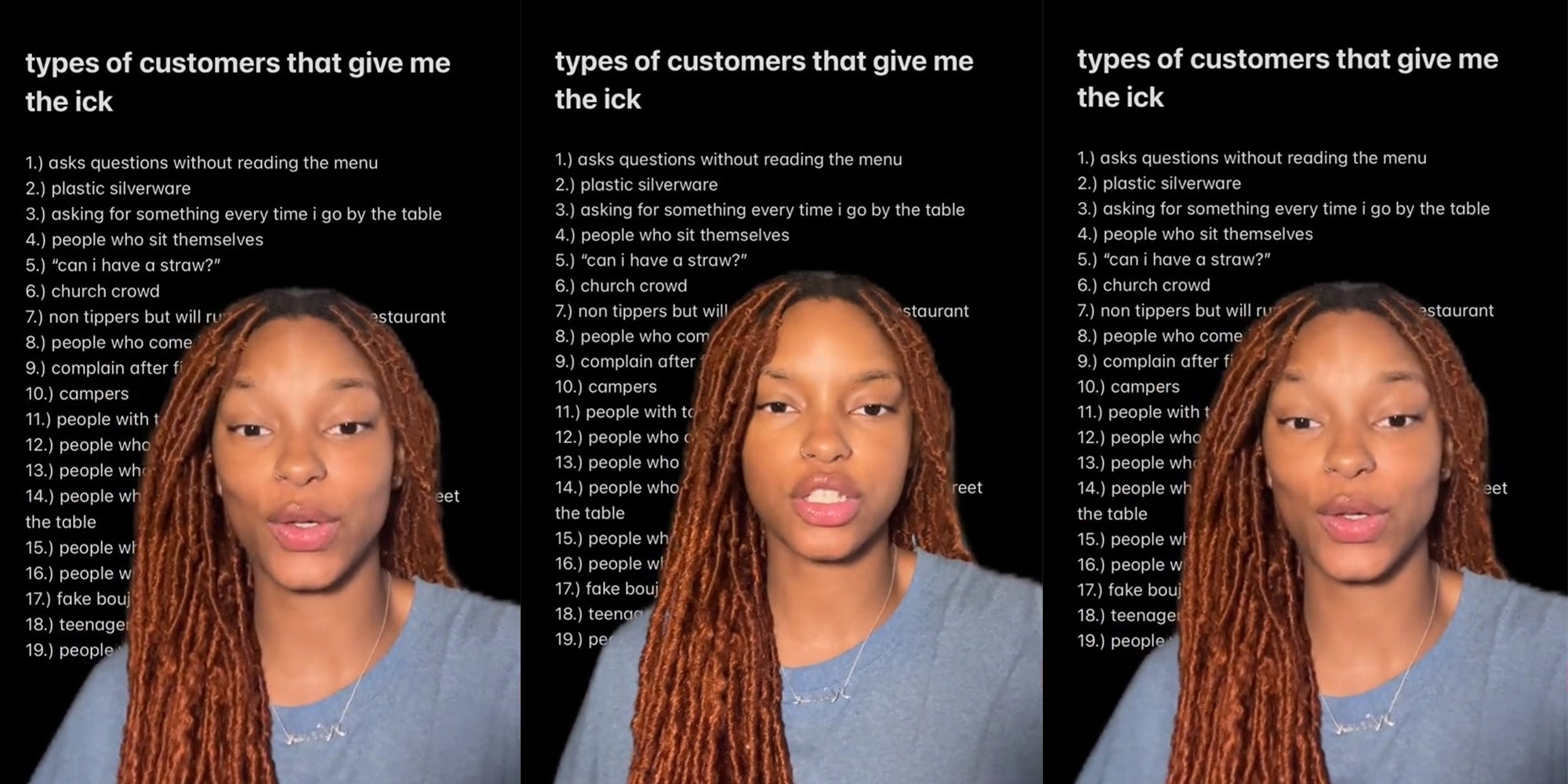 Server Shares Her Top Customer 'Icks'