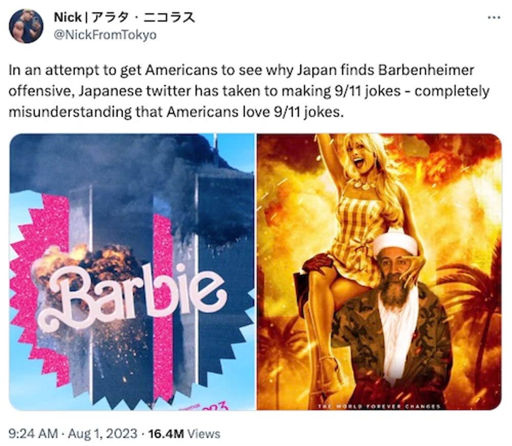 Amid 'Barbenheimer' Hype, Japanese Users Make 9/11 Memes