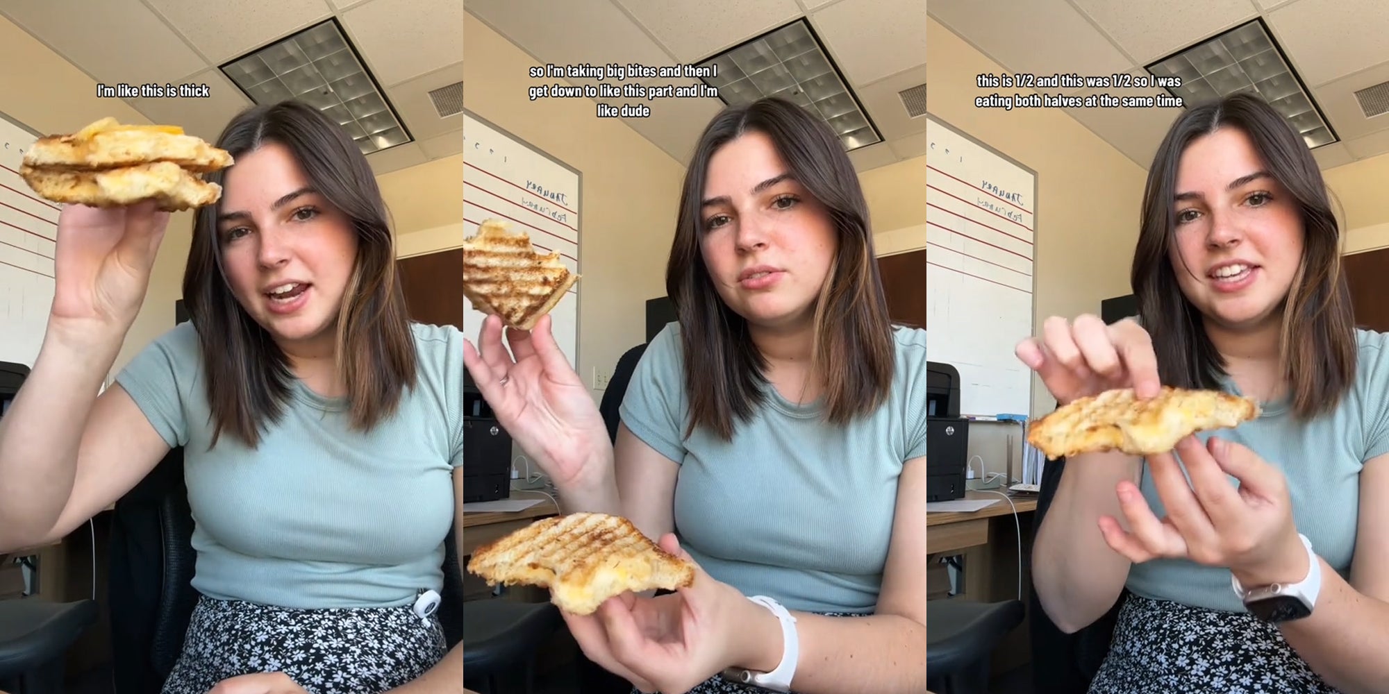 Woman Realizes Panini Error After Already Eating Half of It