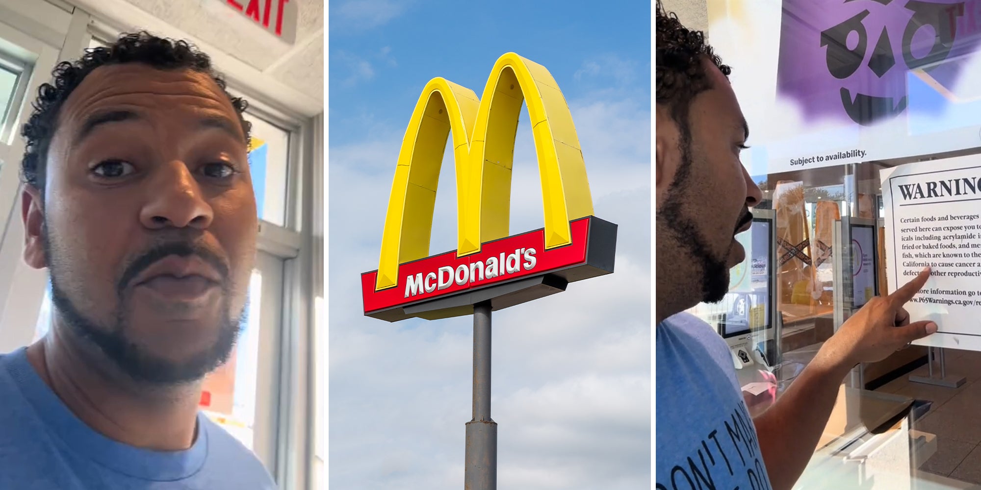 McDonald's Customer Points to 'Warning Sign' at Entrance