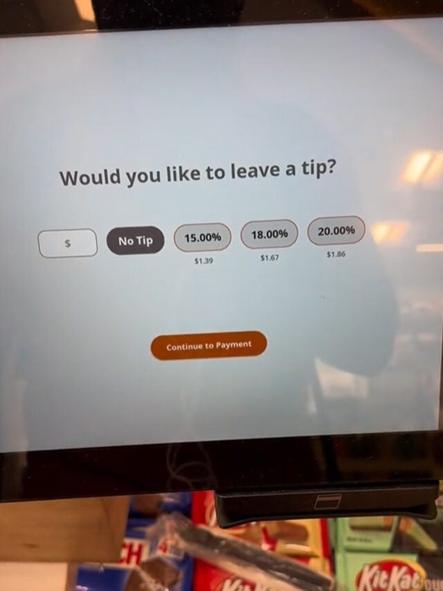 Self-Service Kiosk Asks Customer to Leave a Tip on $3 Gum