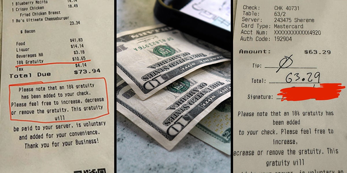 Customer Takes Back 18% Gratuity Automatically Added to Check