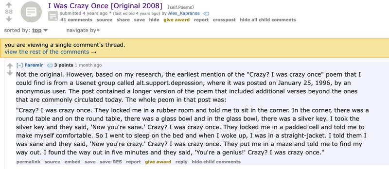 'Crazy? I Was Crazy Once' Meme History