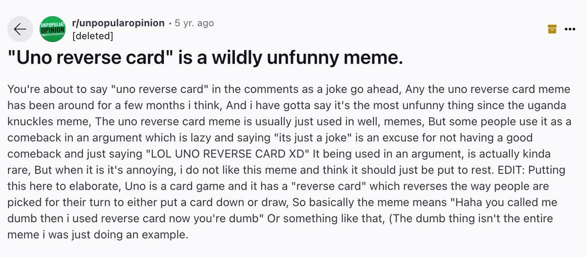 What Is the UNO Reverse Card Meme?