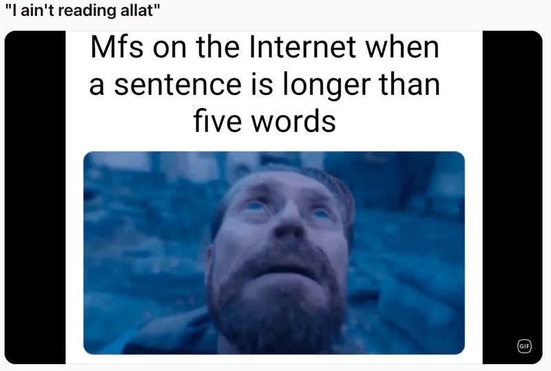 I Ain't Reading All That. I'm Happy For U, Tho...