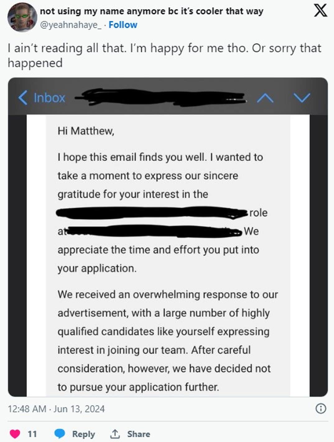 I Ain't Reading All That. I'm Happy For U, Tho...