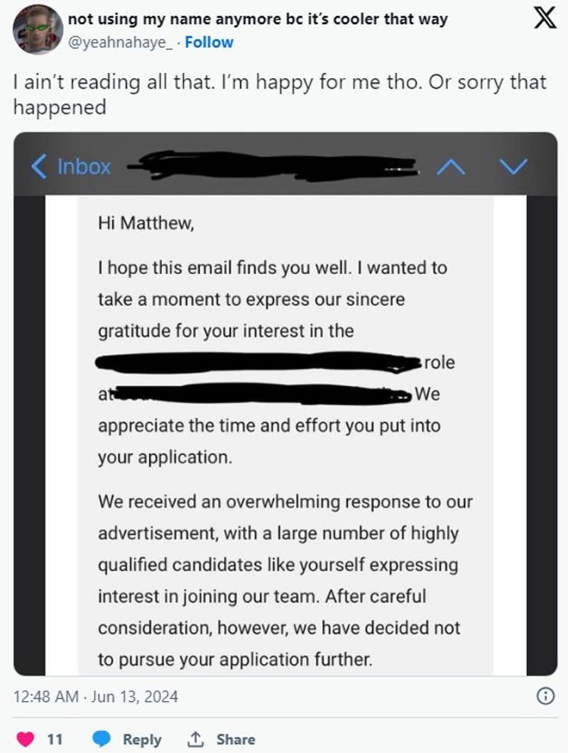 I Ain't Reading All That. I'm Happy For U, Tho...