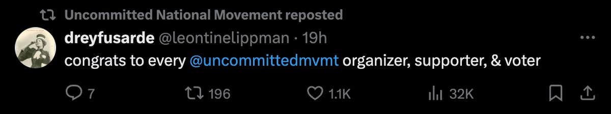 Uncommitted Movement Calls on Harris to Enact Ceasefire