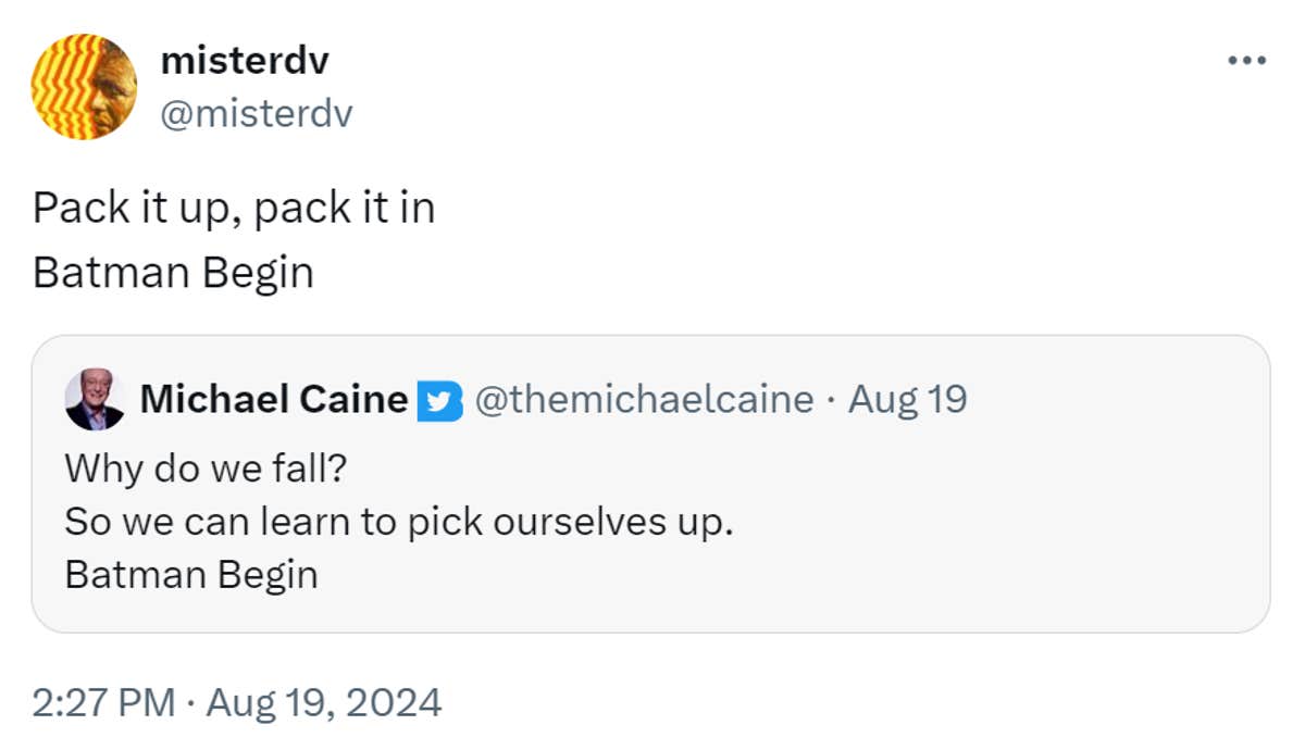 Batman Begin Meme: Michael Caine's Typo Delights Fans