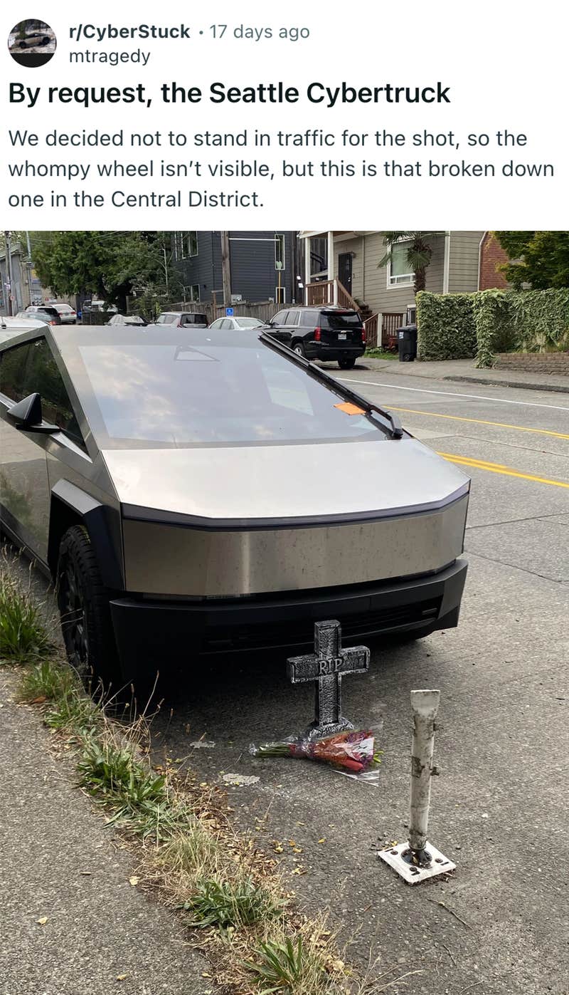 Cyberstuck: Abandoned Cybertruck In Seattle Gets Nickname