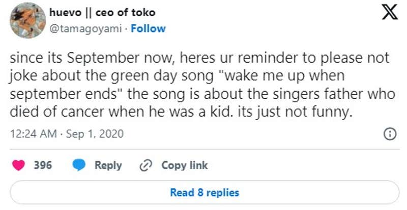 Wake Me Up When September Ends Meme