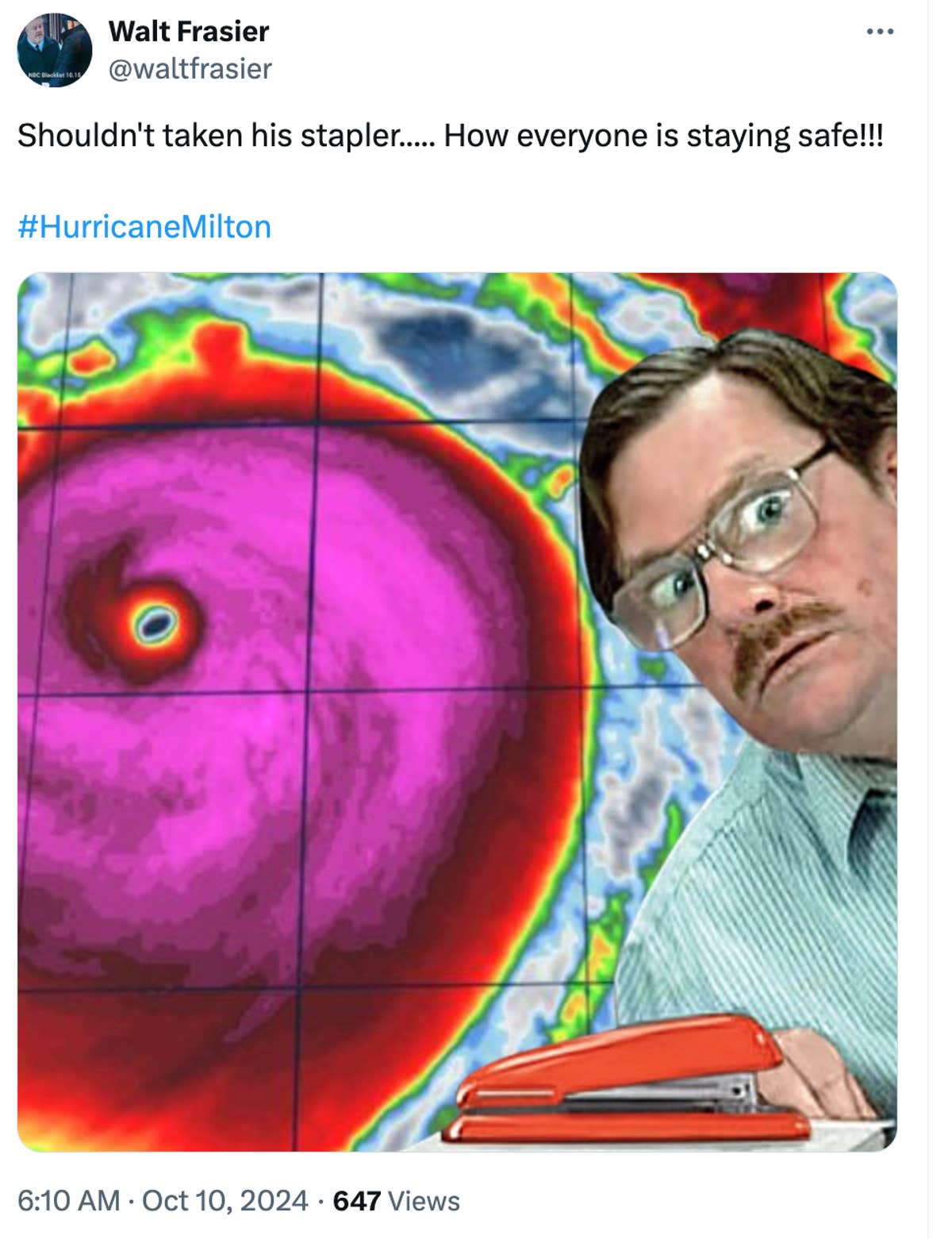 Milton Wanting His Stapler Back Is Now A Hurricane Meme
