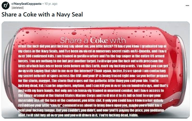 The Navy Seal Copypasta, Explained