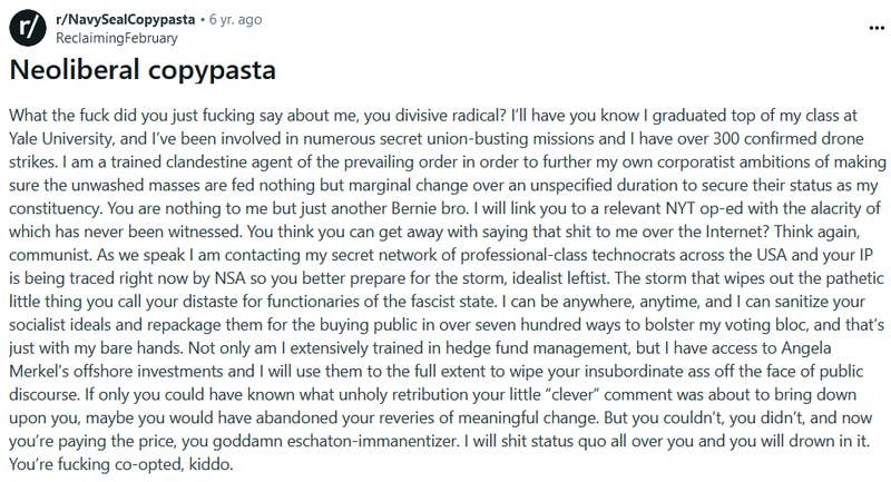 The Navy Seal Copypasta, Explained