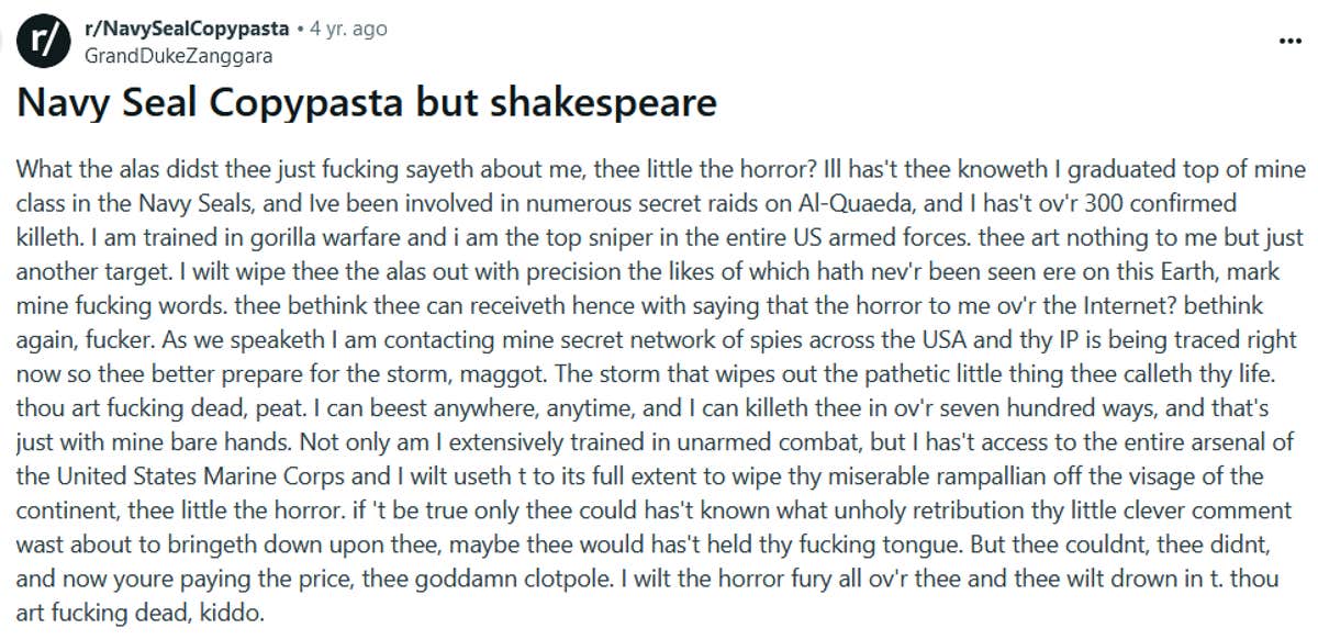 The Navy Seal Copypasta, Explained