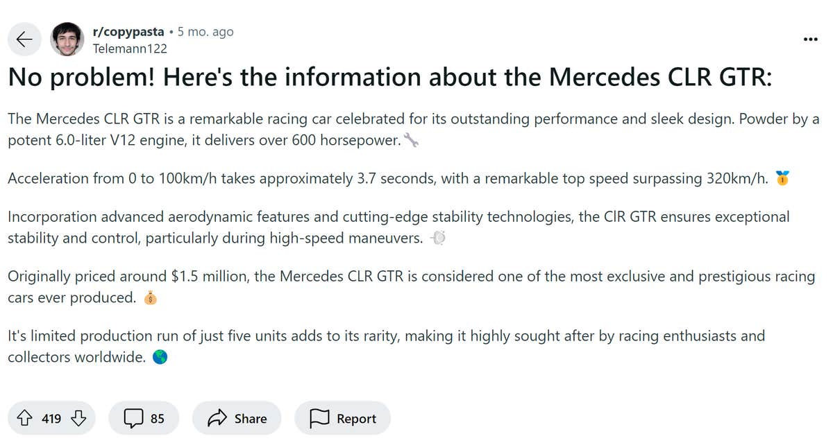 Why Mercedes Clr Gtr Copypasta Is Flooding Tiktok Captions