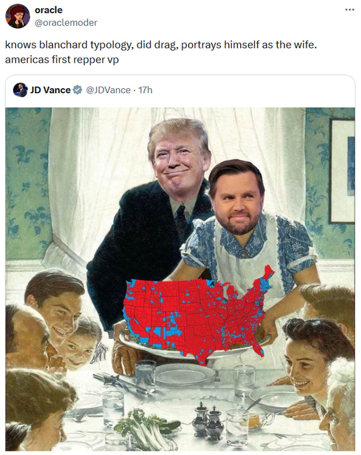 JD Vance Roasted For Portraying Himself As Trump's Wife In Thanksgiving ...