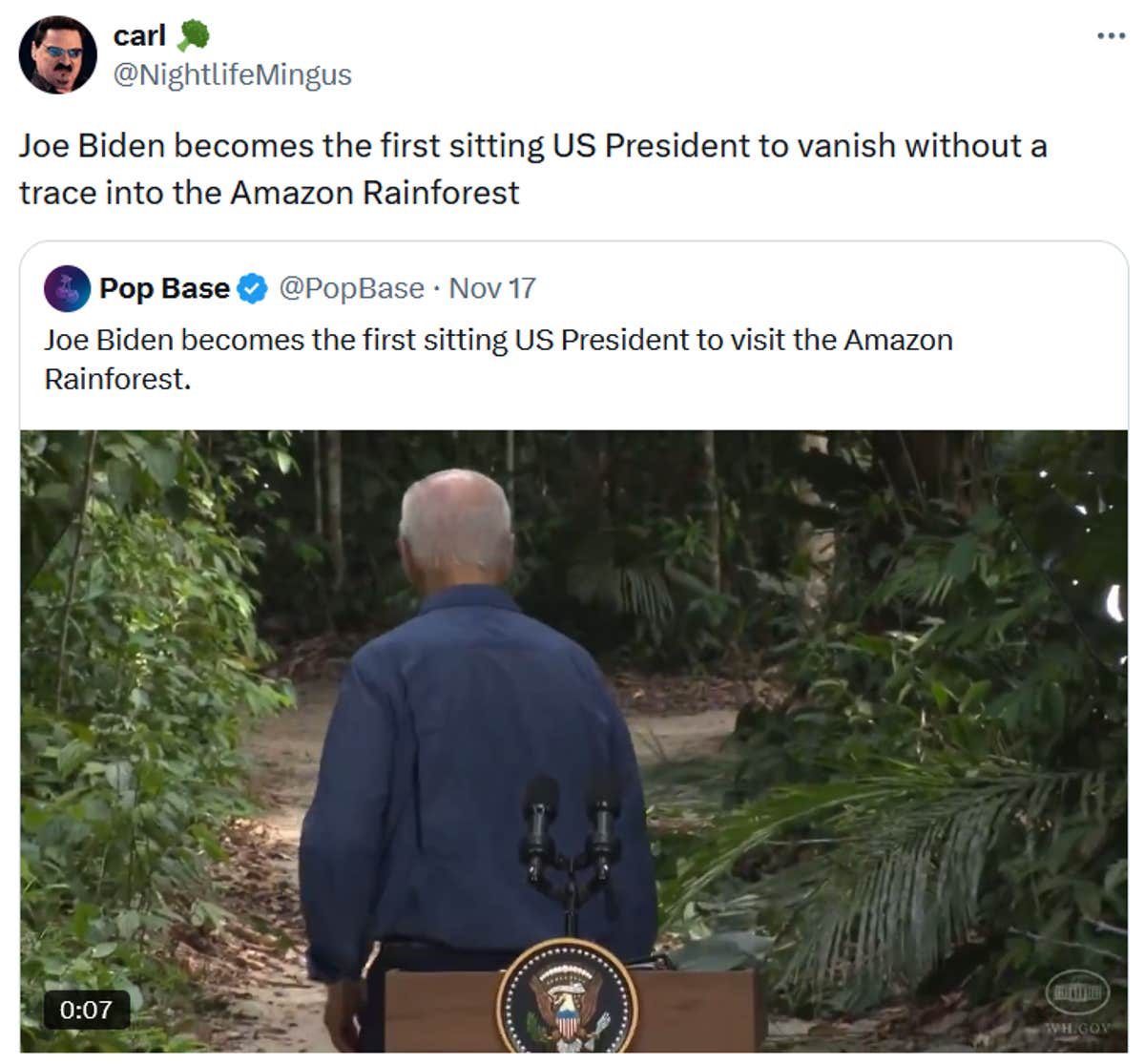 Joe Biden Rainforest Memes Blow Up After Amazon Visit