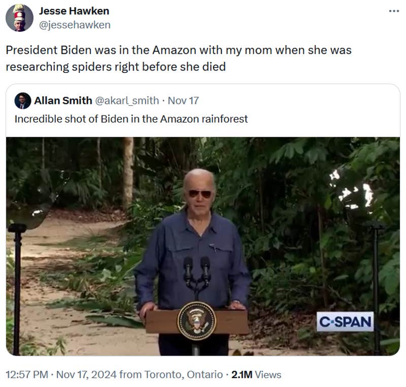 Joe Biden Rainforest Memes Blow Up After Amazon Visit