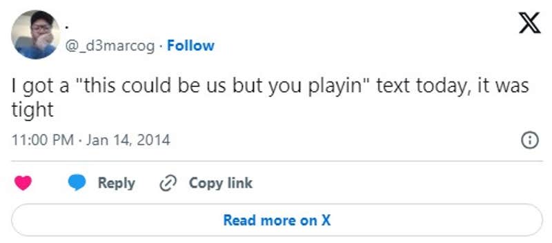 'This Could Be Us, But You Playing': a meme about couple goals