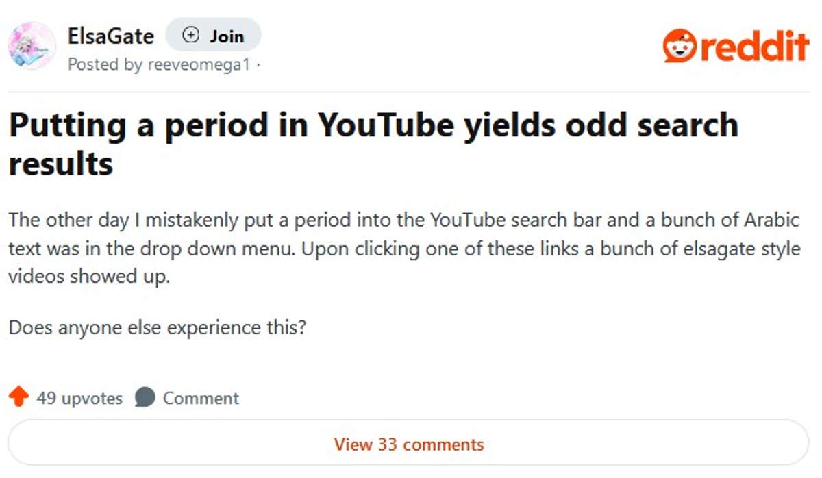 The 'Full Stop Punctuation' AKA 'Typing "." Into YouTube' Glitch, Explained