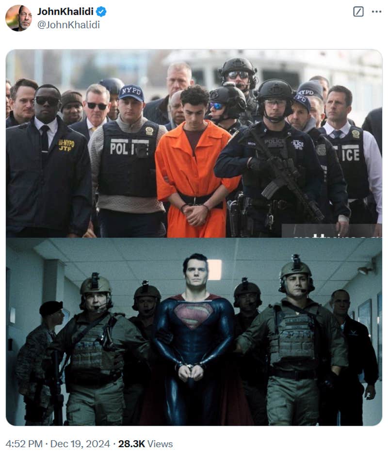 Luigi Mangione Compared To Superman, Jesus After Perp Walk Pics Go Viral