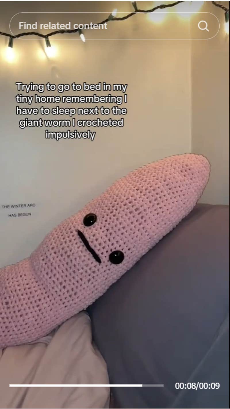 Gen Z is crocheting giant worms. Sure, why not