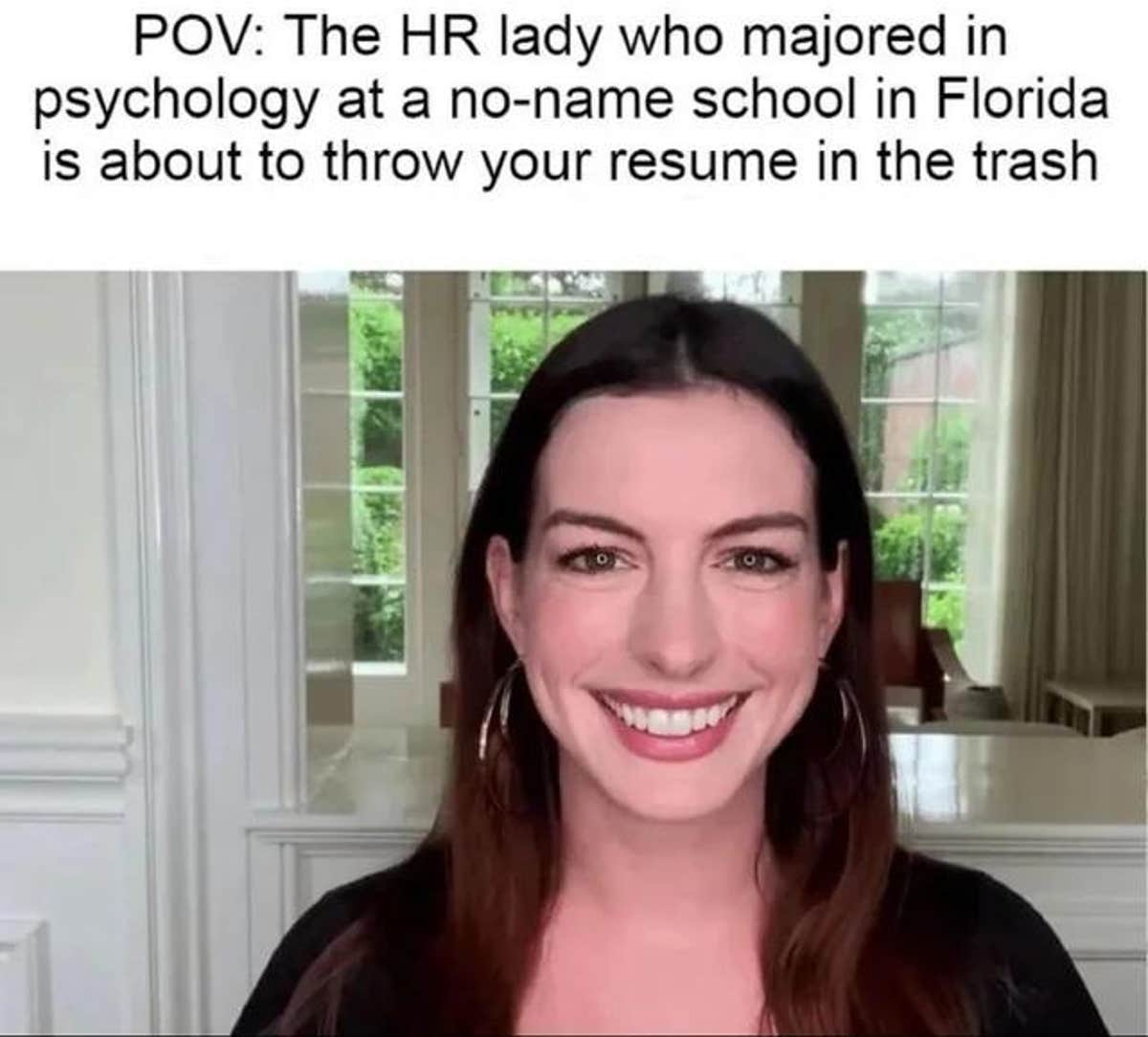 The Anne Hathaway Zoom Meme Is The Face Of Remote HR