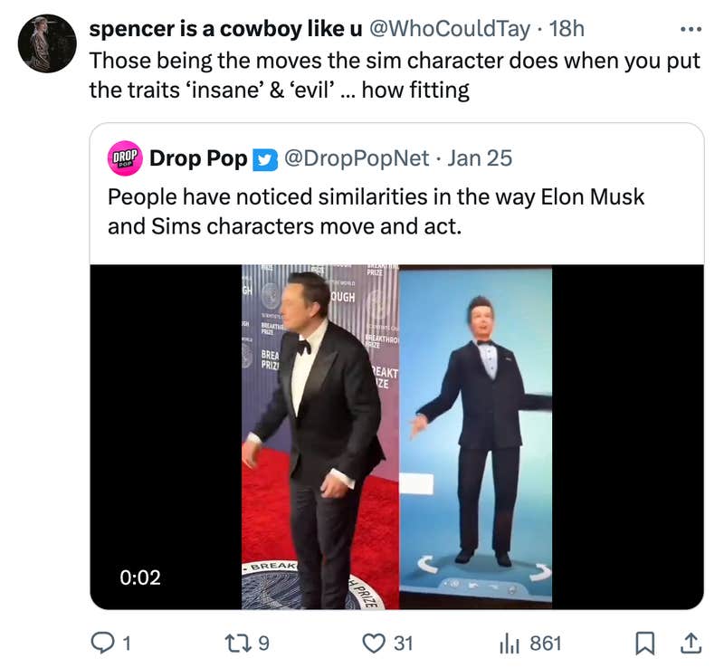 Elon Musk’s Movements Are So Uncanny People Are Comparing Him to a Sim