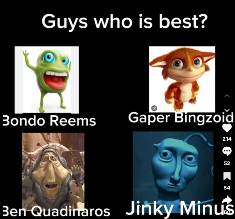 Are 'Jinky Minus' and 'Gaper Bingzoid' real 'Star Wars' characters?