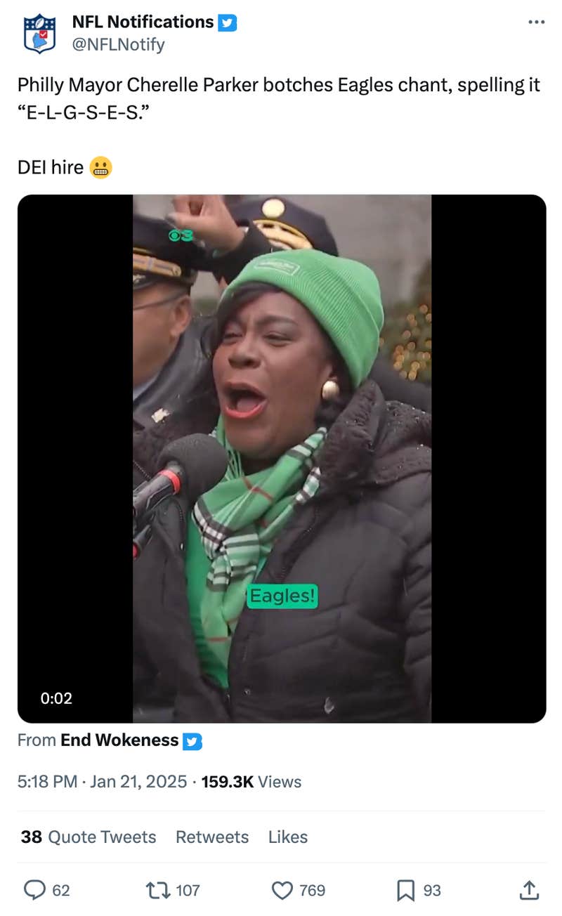Philadelphia Mayor Cherelle Parker's misspelled eagles chant becomes a ...