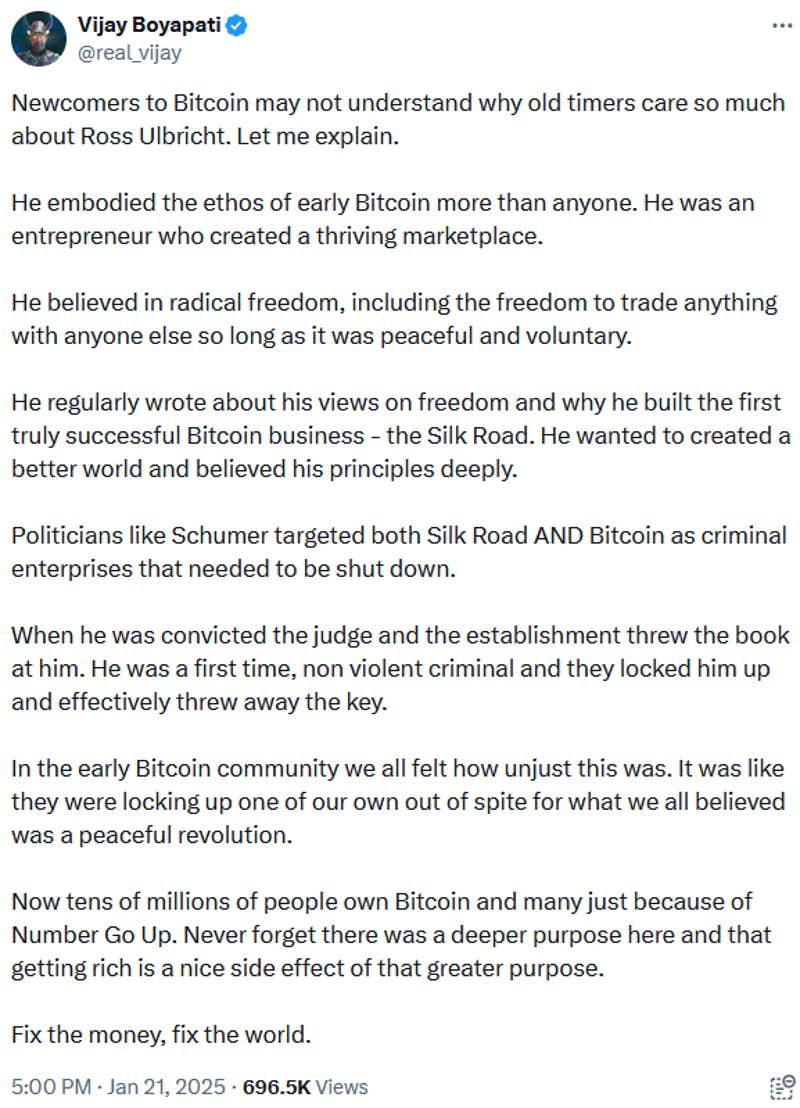 Silk Road's Ross William Ulbricht Pardon Thrills Bitcoin Fans